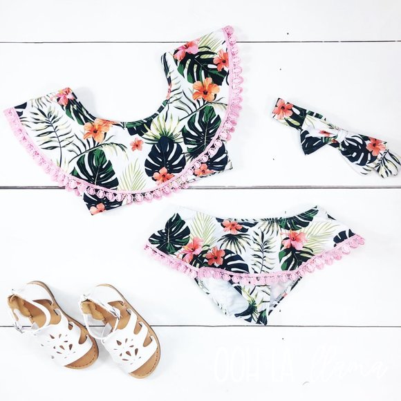 Okie and Lou | Swim | Okie And Lou 3 Piece Tropical Swim Suit | Poshmark